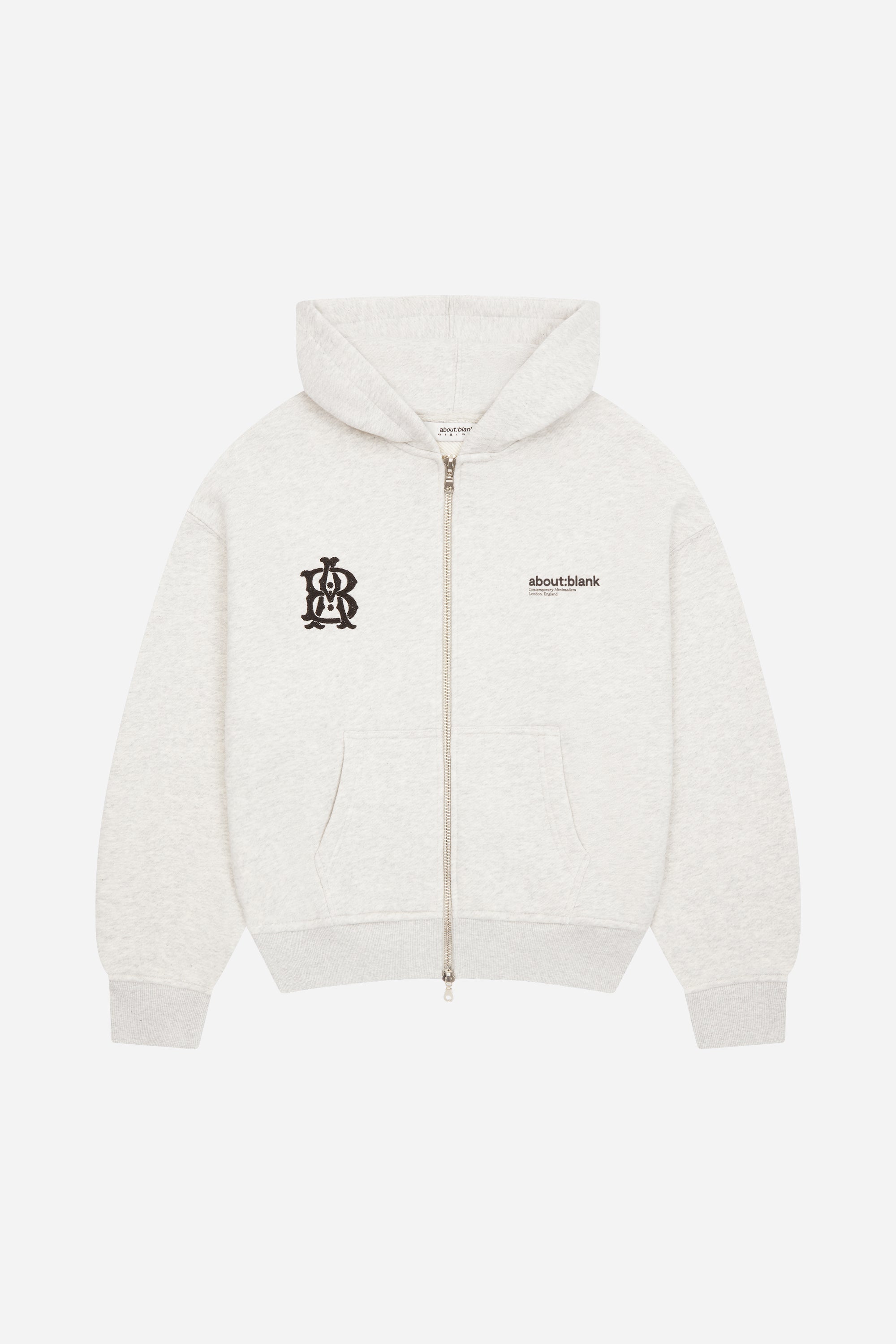 about:blank | dual logo zip hoodie grey marl/black
