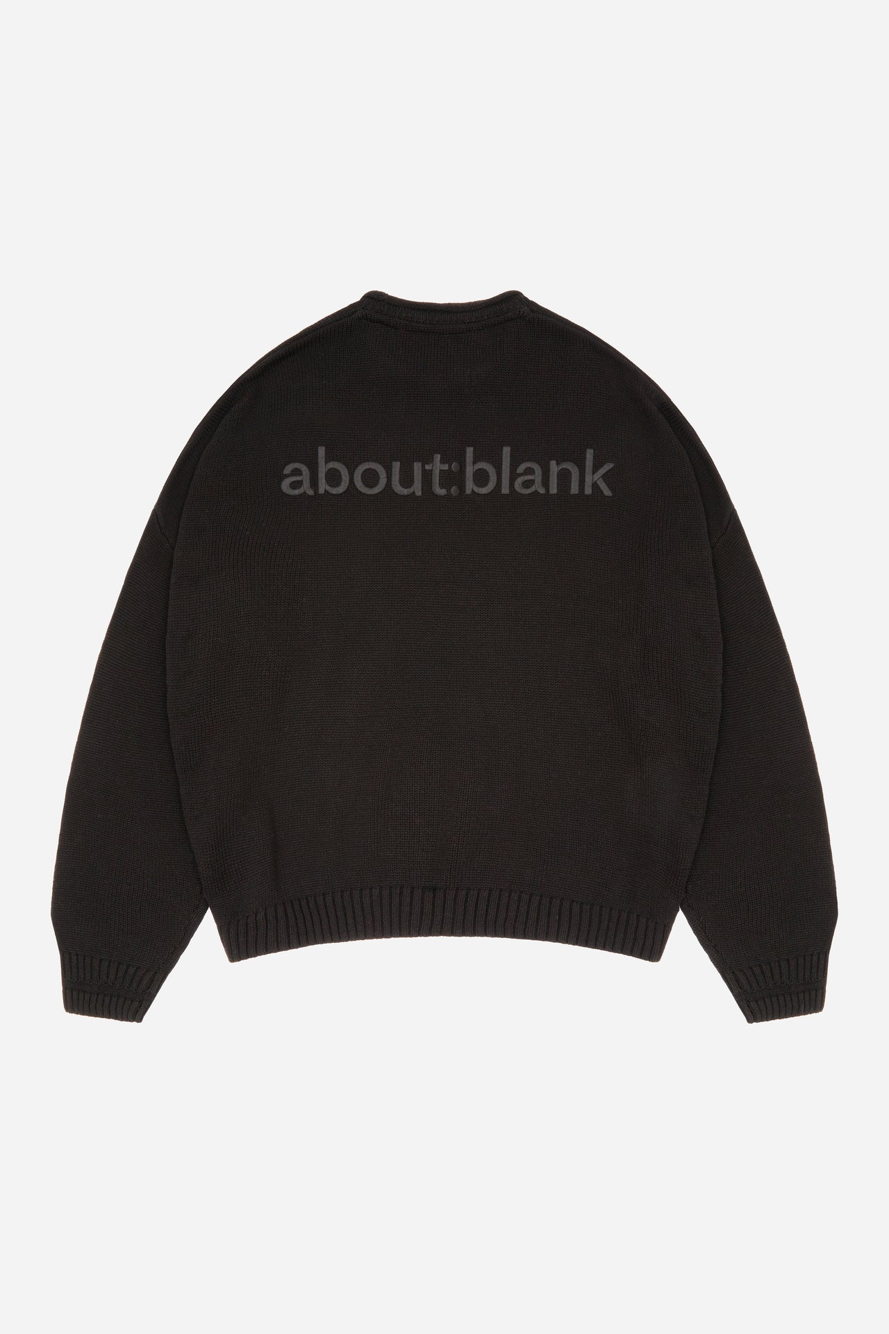 about:blank | loose knit rolled crewneck black