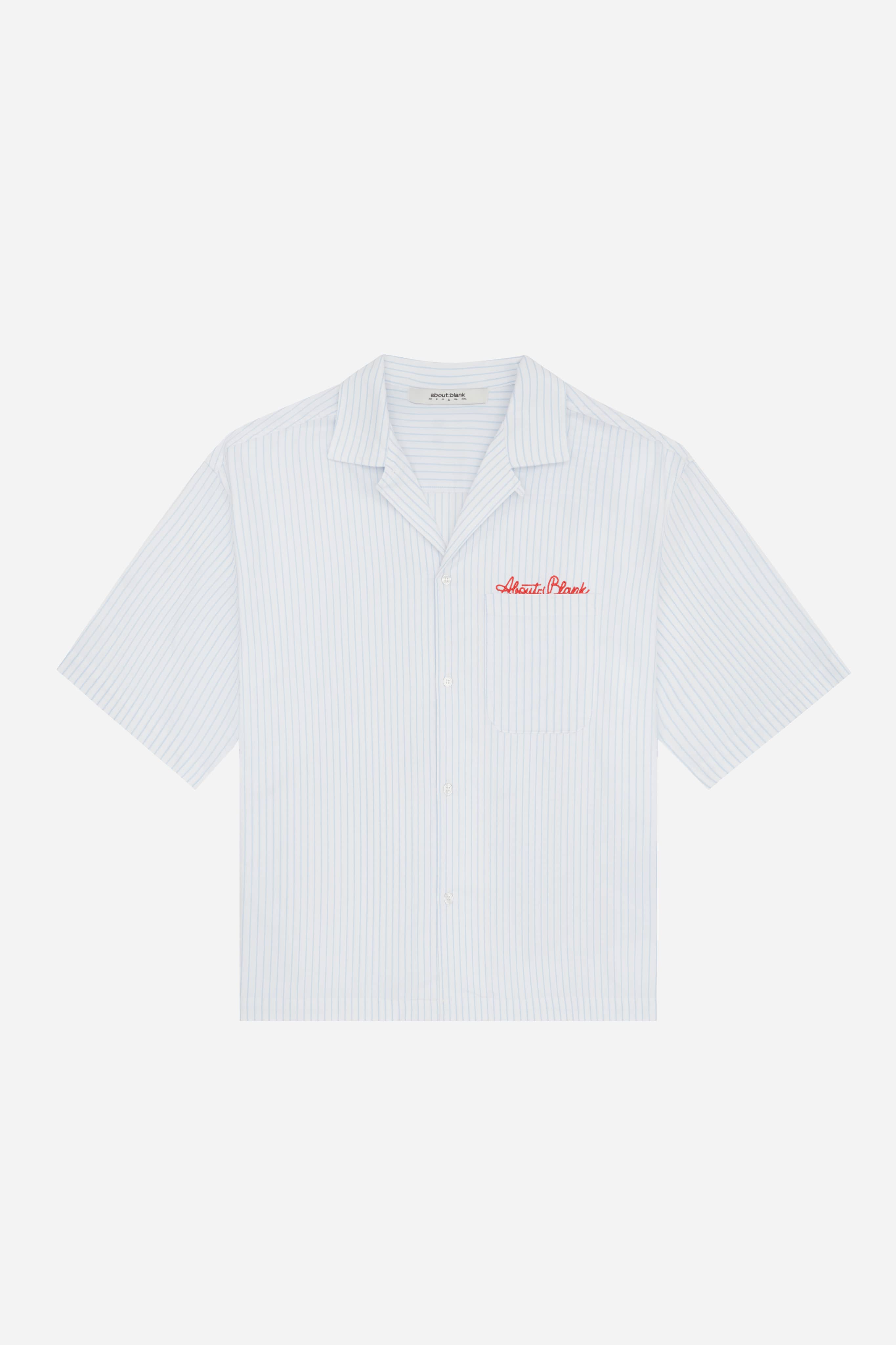 about:blank | script short sleeve shirt white/blue